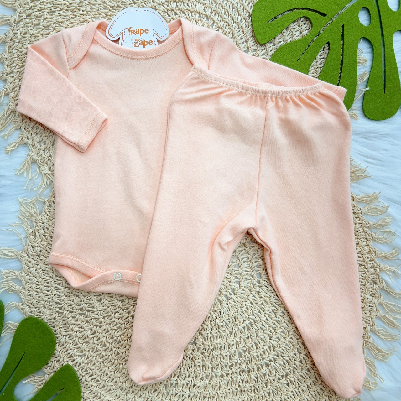 Conjunto body e mijão Basic manga longa - Salmão